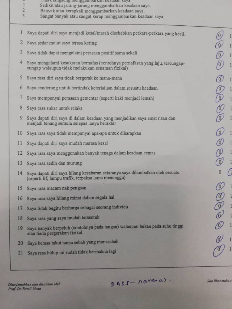 Diari hari ini. Sudah sembuh dari penyakit anxiety. - Prof Dr Ramli Musa
